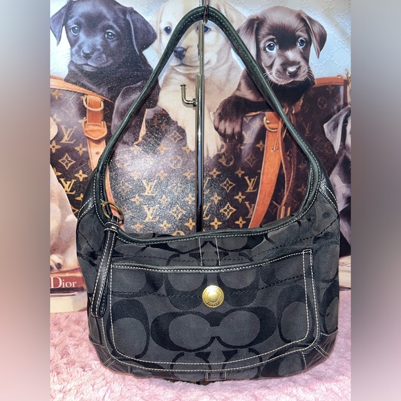 Coach | Bags | Coach Black Soho Small Hobo Signature Jacquard Leather ...
